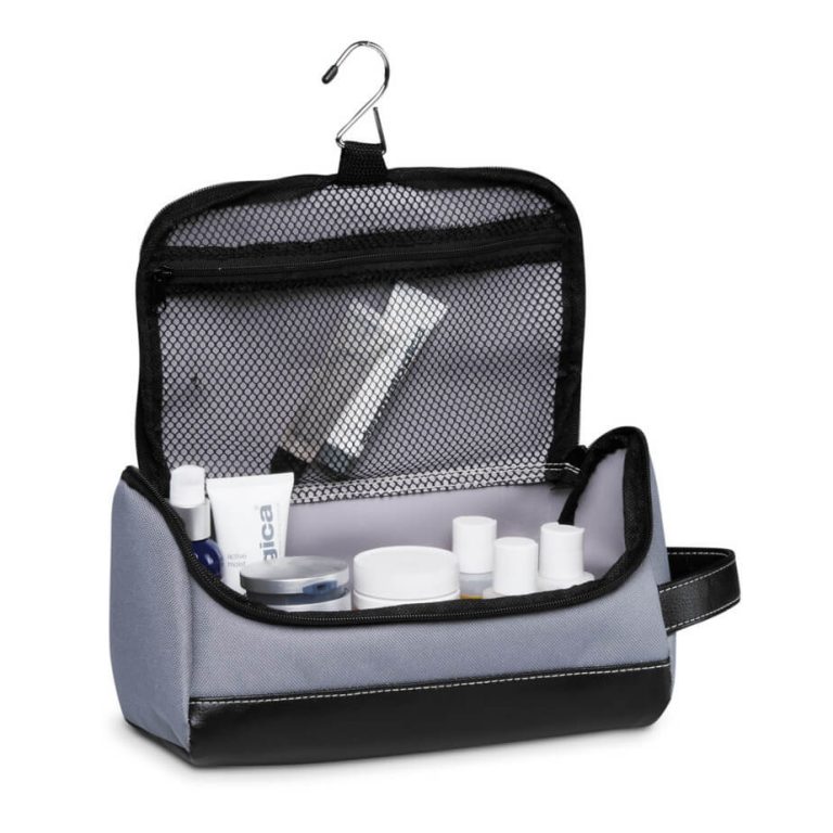 Printed Promotional Graphite Toiletry Bag | Brand Lifesavers